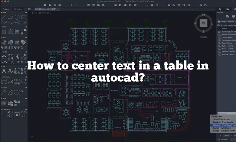 How to center text in a table in autocad?
