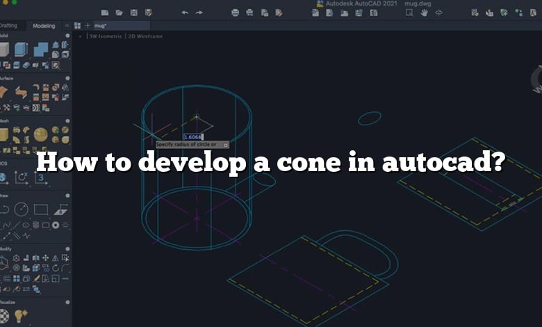 How to develop a cone in autocad?